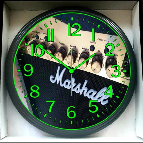 Marshall | Wall Decor | Marshall Amplifier Wall Clock With Green ...